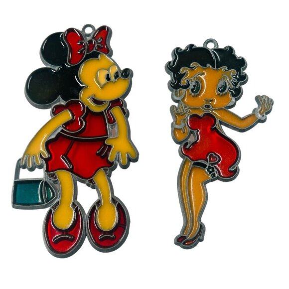 Disney | Art | Vintage Disney Minnie Mouse Betty Boop Stained Glass ...